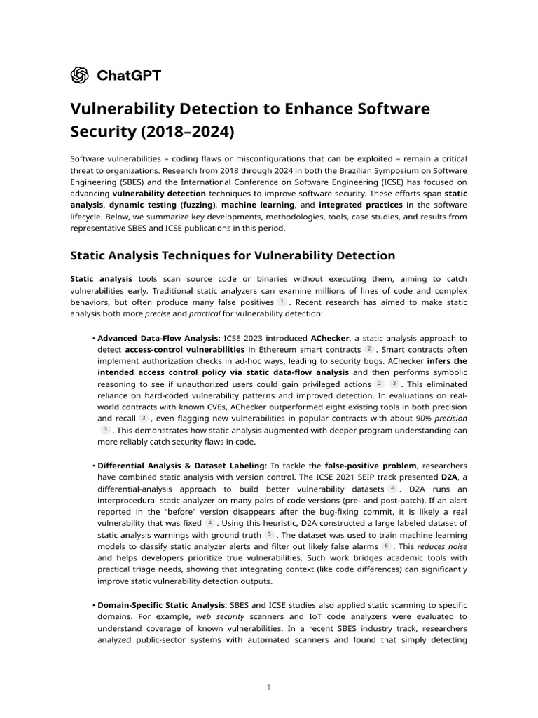 Vulnerability Detection To Enhance Software Security (2018-2024) | PDF ...