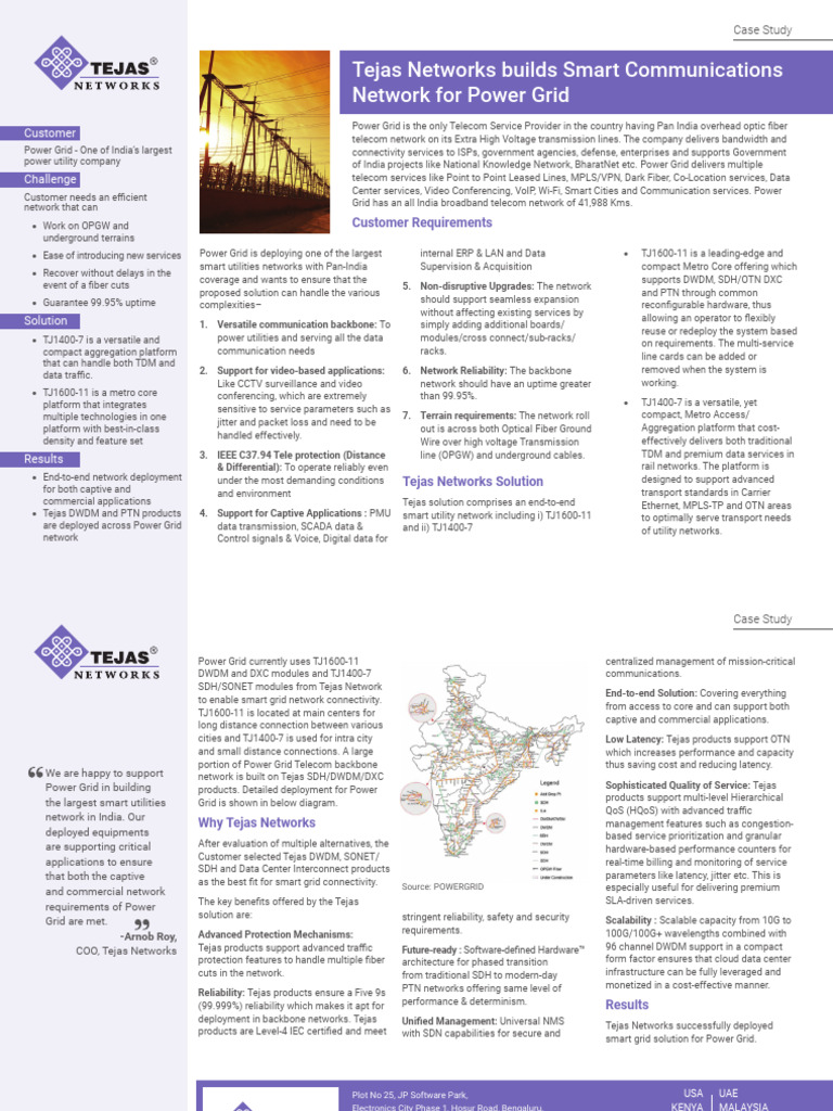 Tejas Networks Smart Grid Case Study | PDF | Computer Network ...