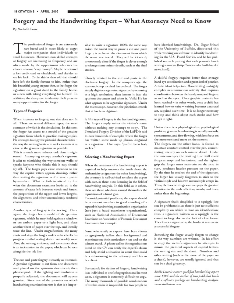 Forgery and The Handwriting Expert | PDF