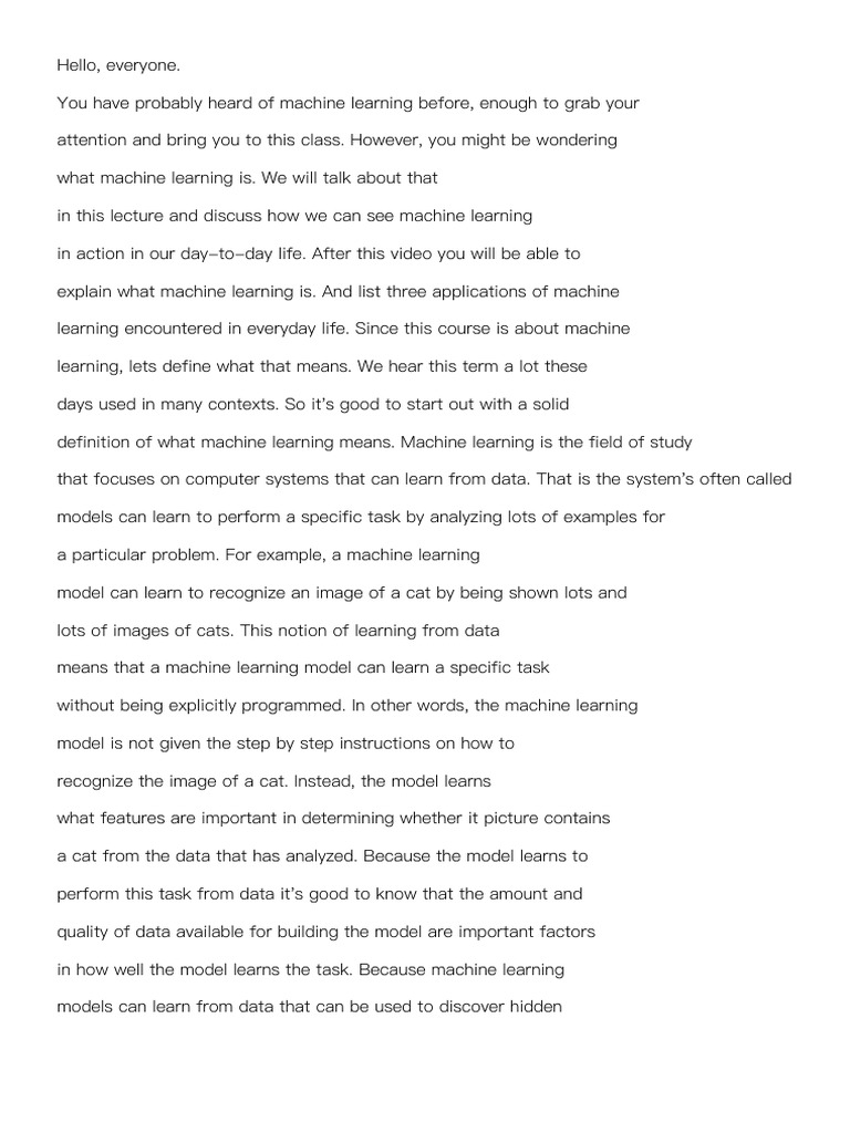 ML Transcript | PDF | Machine Learning | Apache Spark