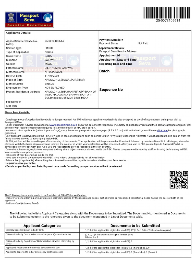 Online Application Receipt | PDF