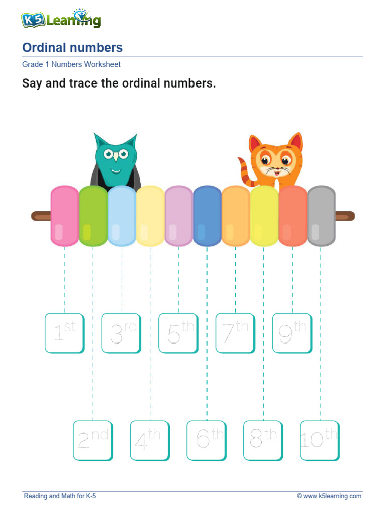 Grade 1 Ordinal Numbers Worksheet | PDF
