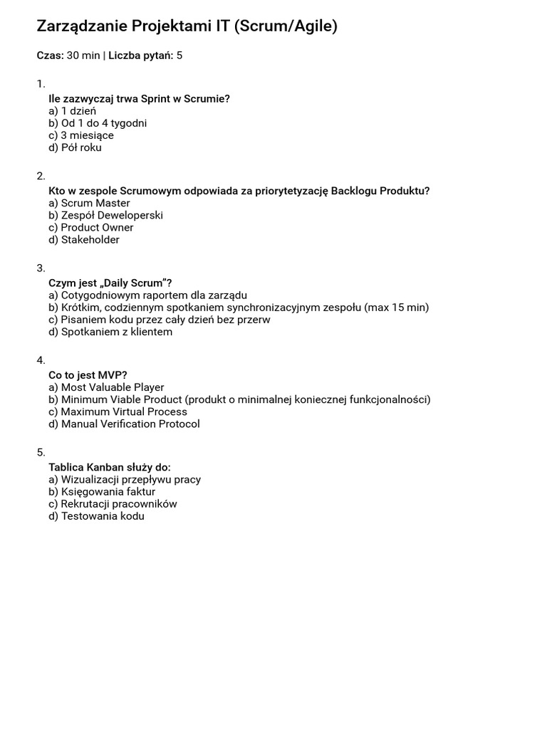 Scrum Exam | PDF