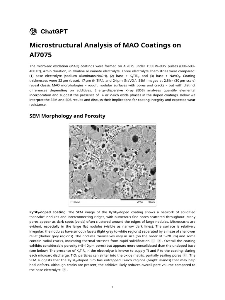 Microstructural Analysis of MAO Coatings On Al7075 | PDF | Porosity ...