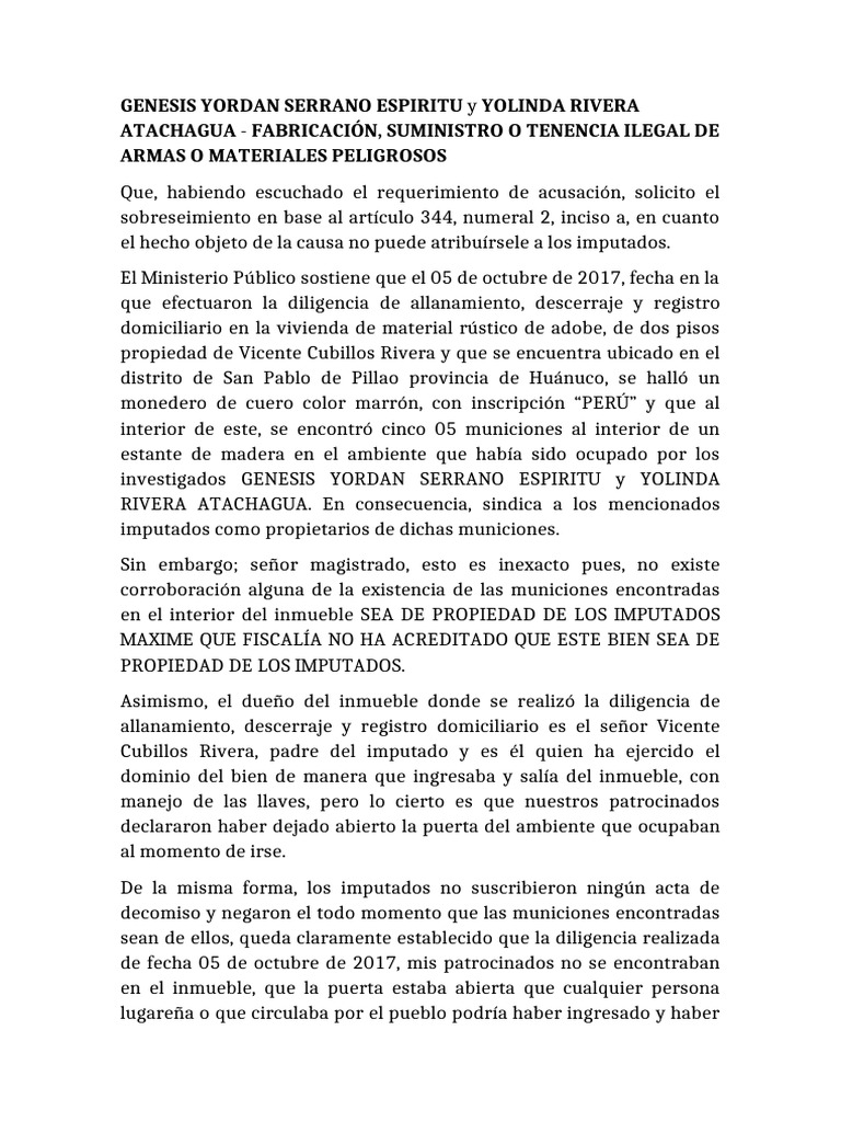 Genesis Yordan Serrano Espiritu y Yolinda - Alegatos | PDF | Justicia ...