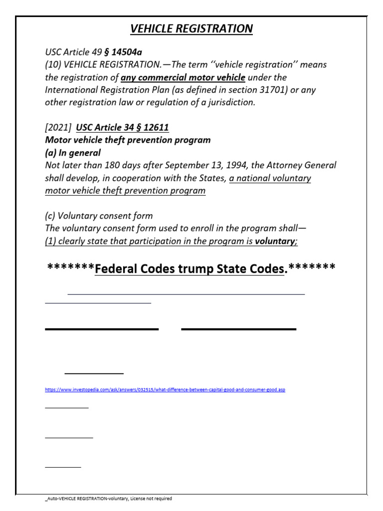 Auto-VEHICLE REGISTRATION-Voluntary, License Not Required | PDF ...