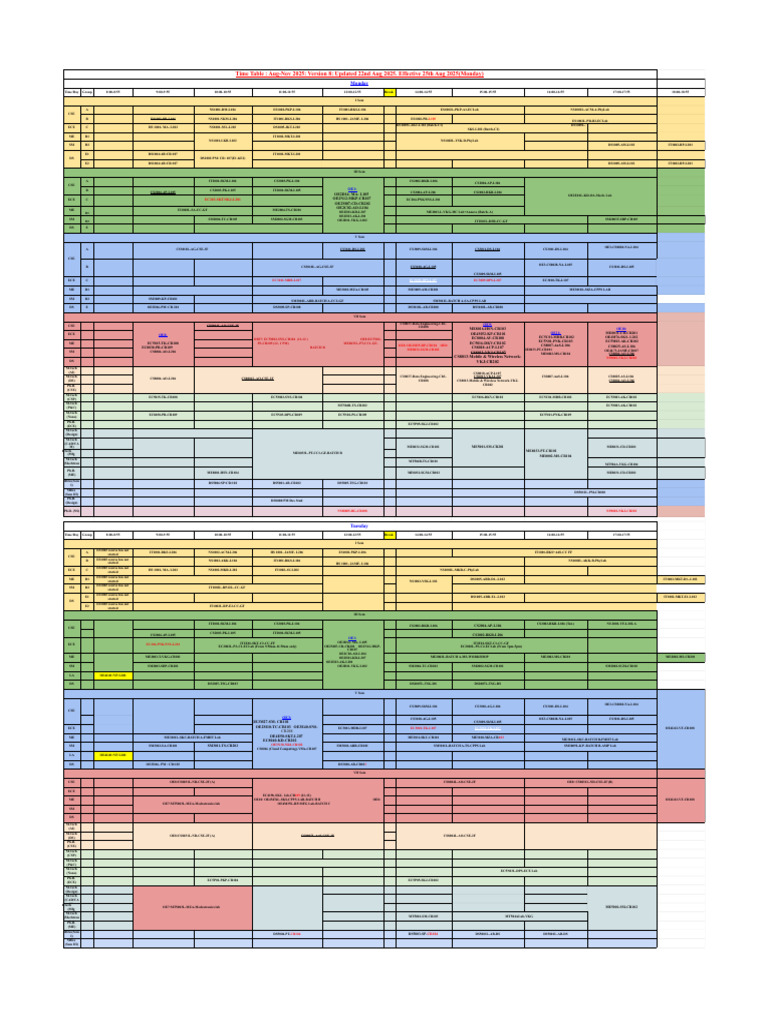 Aug-Nov 2025 Academic Timetable | PDF