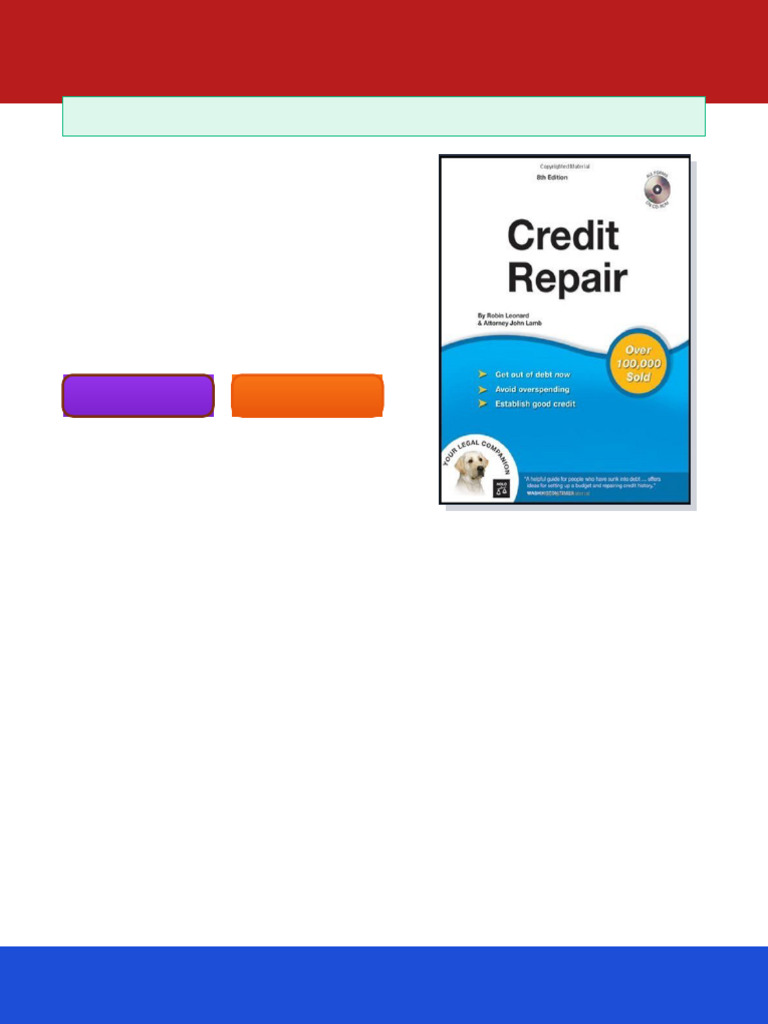 Credit Repair 8th Edition Robin Leonard J.D. High-Speed Download | PDF ...