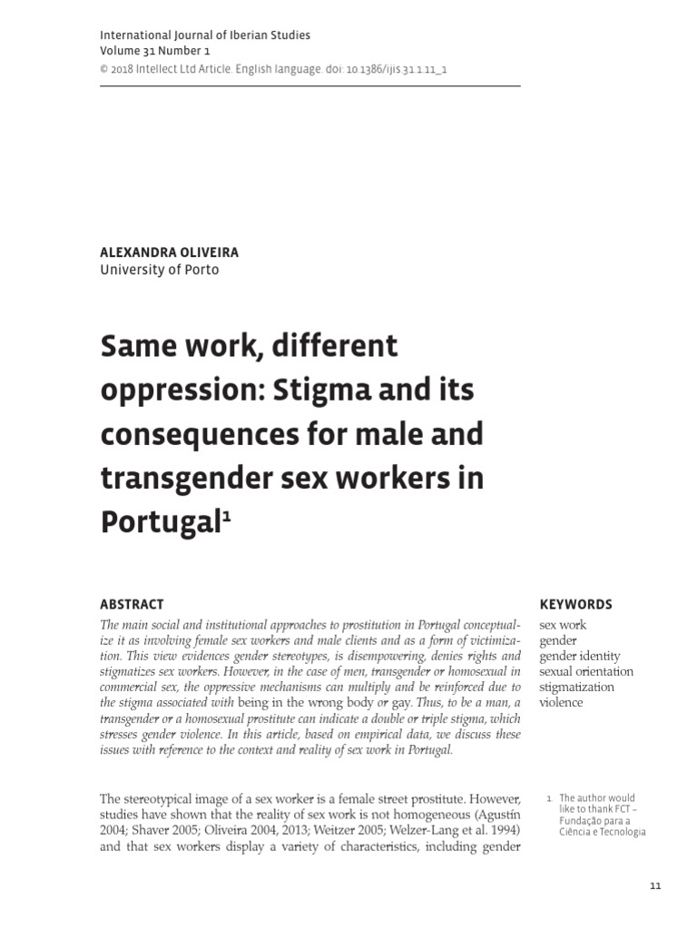 Same Work, Different Oppression. Stigma and Its Consequences For Male ...