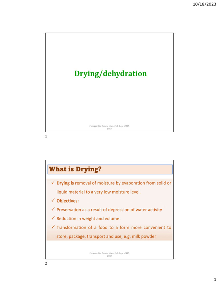 Drying/Dehydration | PDF | Steam | Physical Phenomena