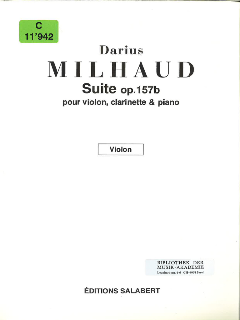 Milhaud Suite Parts | PDF