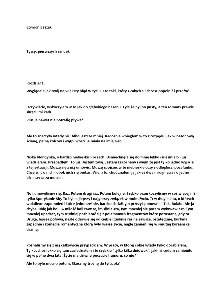 Tysiąc Pierwszych Ranek - Szymon Baszak | PDF
