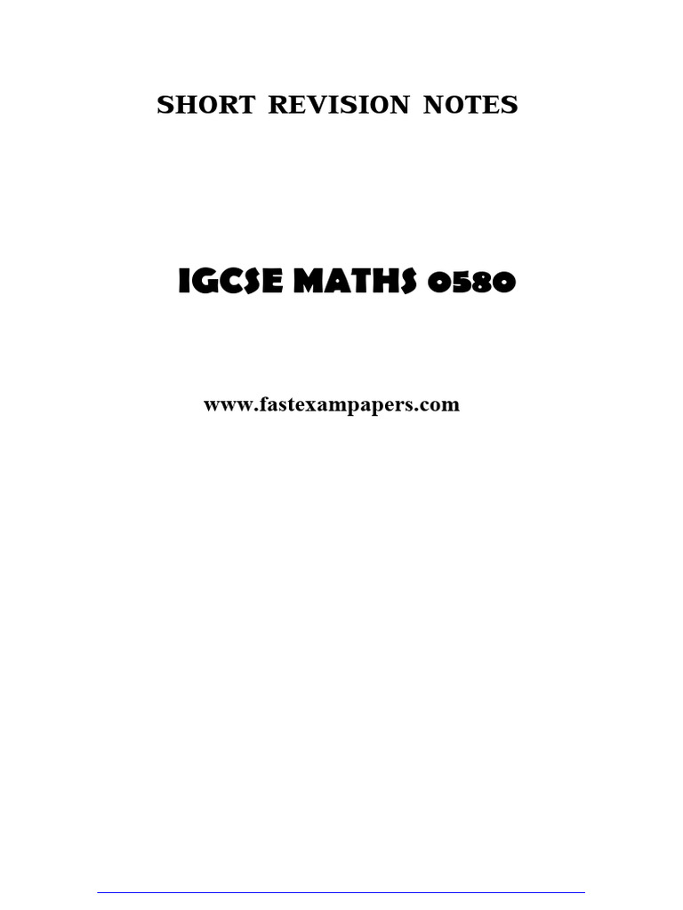 IGCSE Maths 0580 Revision Notes | PDF | Mathematics