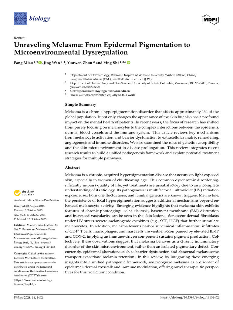 Understanding Melasma's Complex Pathogenesis | PDF | Extracellular ...