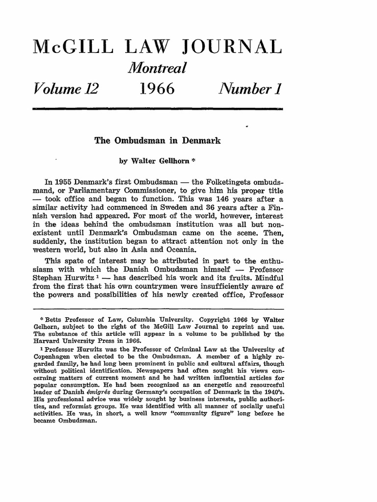 The Ombudsman in Denmark | PDF | Prosecutor | Denmark