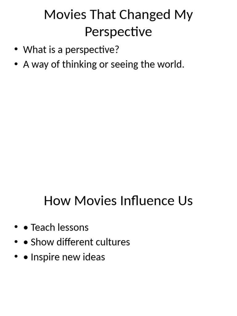 Movies That Shifted My Perspective | PDF