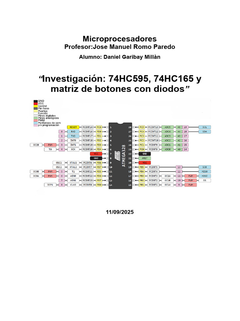 Investigación - 74HC595, 74HC165 y Matriz de Botones Con Diodos | PDF ...