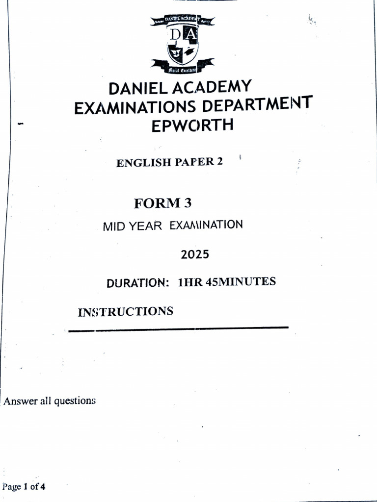 Form 3 Paper2 | PDF