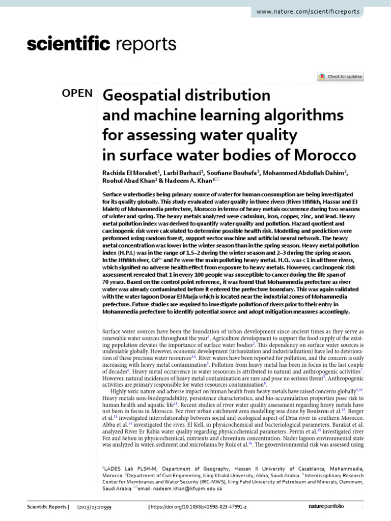 Geospatial Distribution and Machine Learning Algorithms for Assessing ...