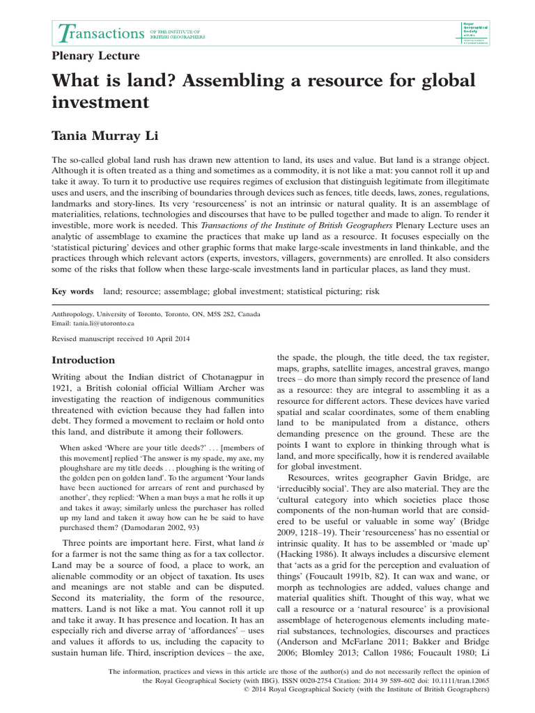 Understanding Land as a Global Resource | PDF | Crops | Agriculture