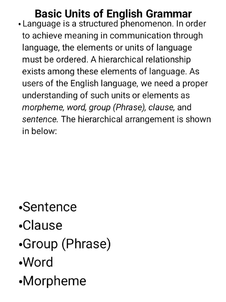 Basic Units of English Grammar Part 1 - Phoenix | PDF