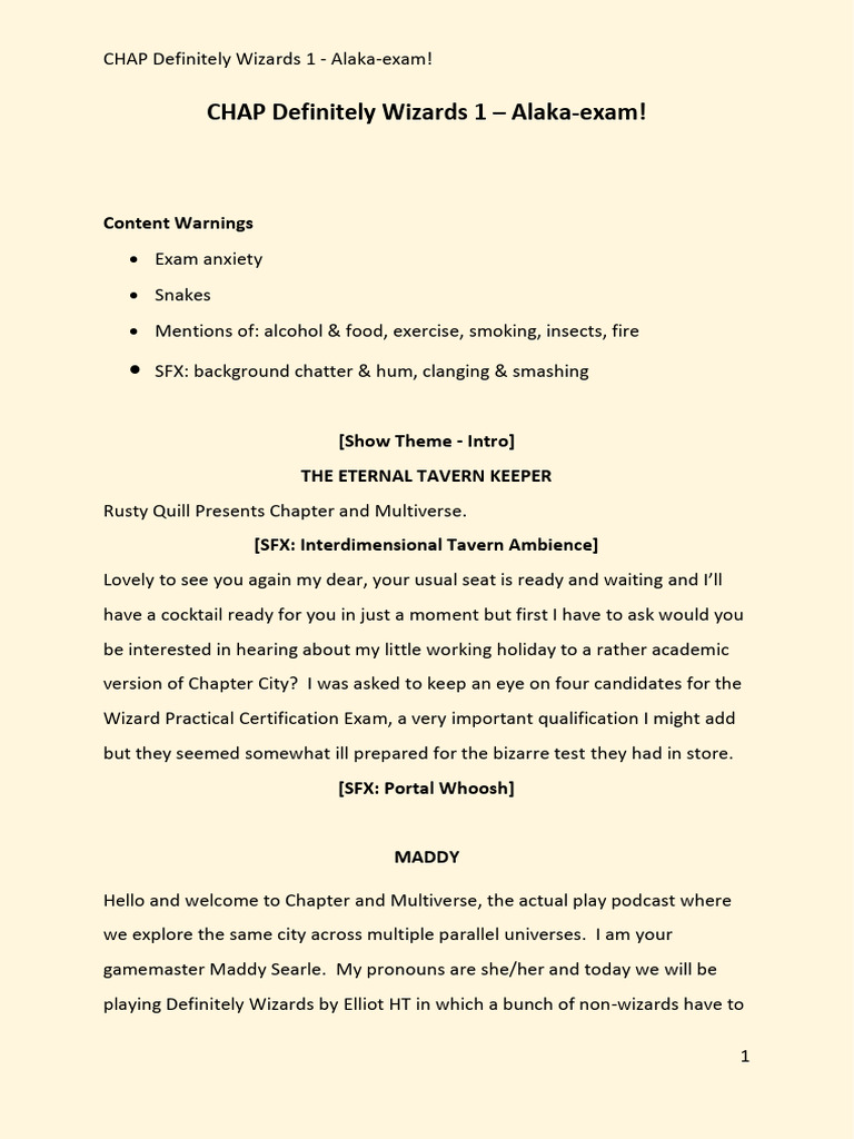 Definitely Wizards: Alaka Exam Podcast | PDF