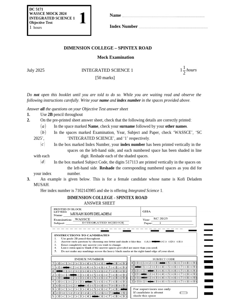 Integrated Science Paper 1 | PDF | Seed | Mosquito