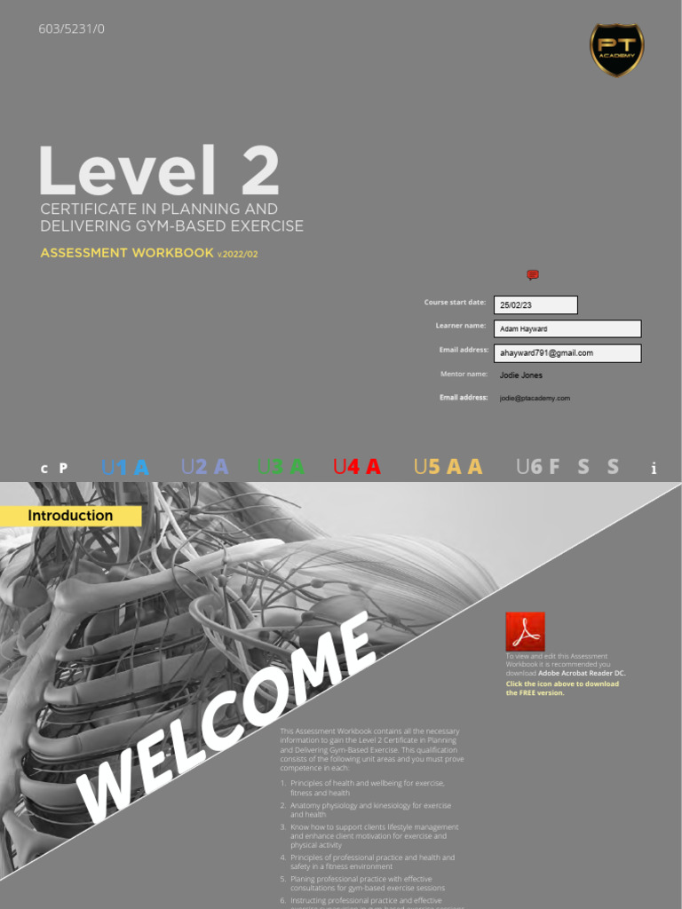 Level 2 Gym-Based Exercise Workbook | PDF | Lung | Food Energy