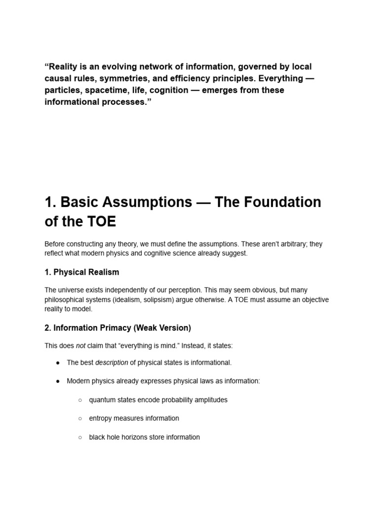 Theory of Everything | PDF | Information | Quantum Entanglement