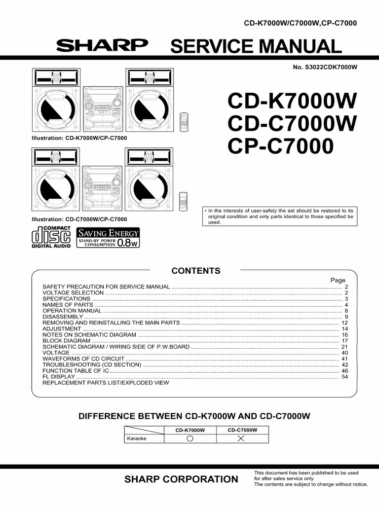 Sharp cd-k7000w c7000w cp-c7000 | PDF