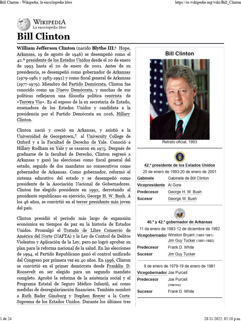 Bill Clinton - Wikipedia, La Enciclopedia Libre | PDF | Bill Clinton ...
