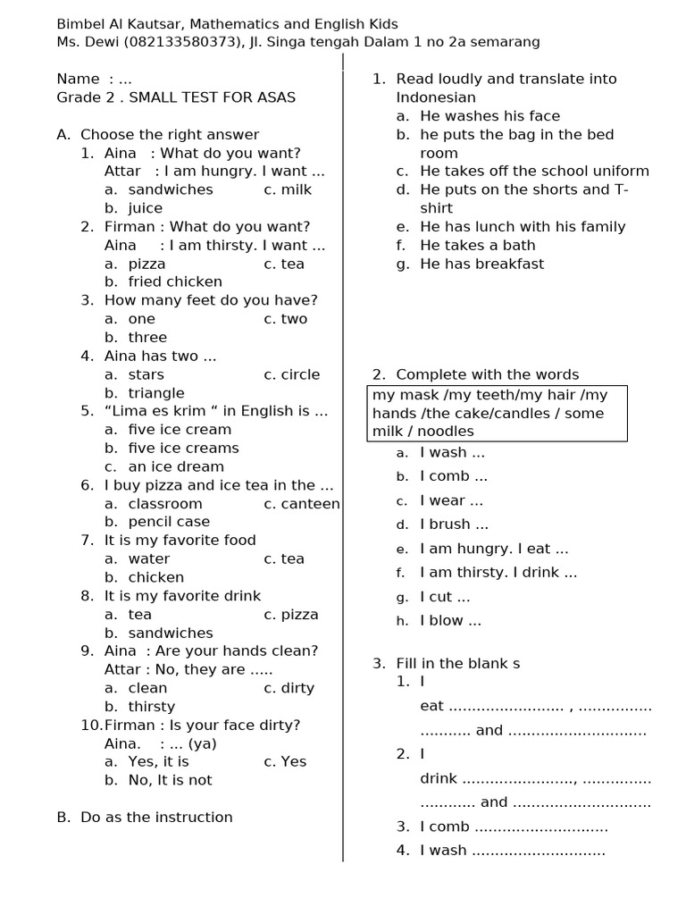 Grade 2 English & Math Test for Kids | PDF | Chess Openings | Chess