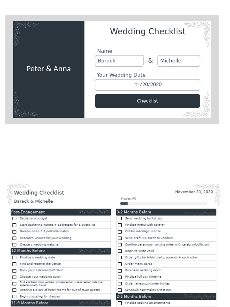 Wedding Checklist Excel Template | PDF | Wedding | Marriage