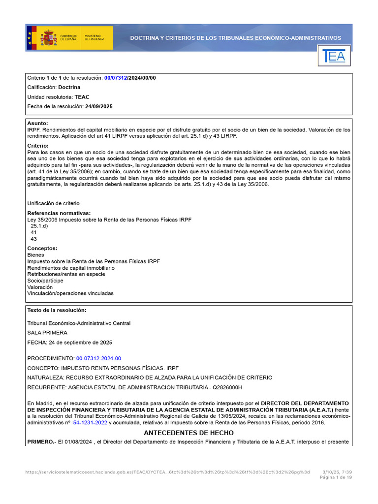 TEAC 24 Septiembre 2025 Utilizaci N Bienes Por Socio 1759987629 | PDF | Impuestos | Sociedad de ...