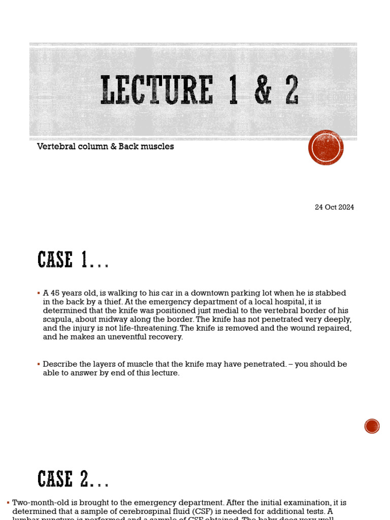 Lecture 1 & 2 24 October 2024 .PDF | PDF | Vertebra | Skeletal System
