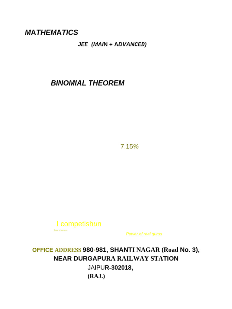 06 - Essential Sheet Binomial Theorem | PDF | Mathematics | Number Theory