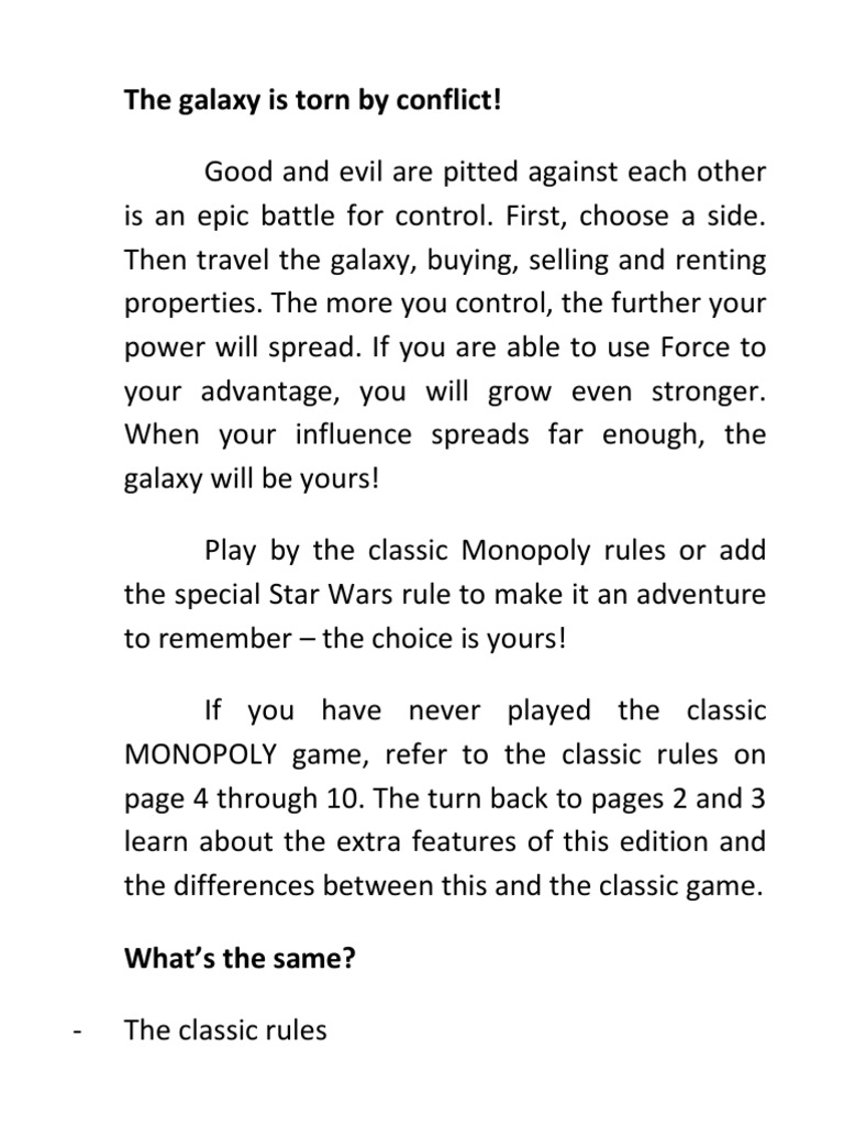 Monopoly Rules | PDF | Mortgage Loan | Star Wars
