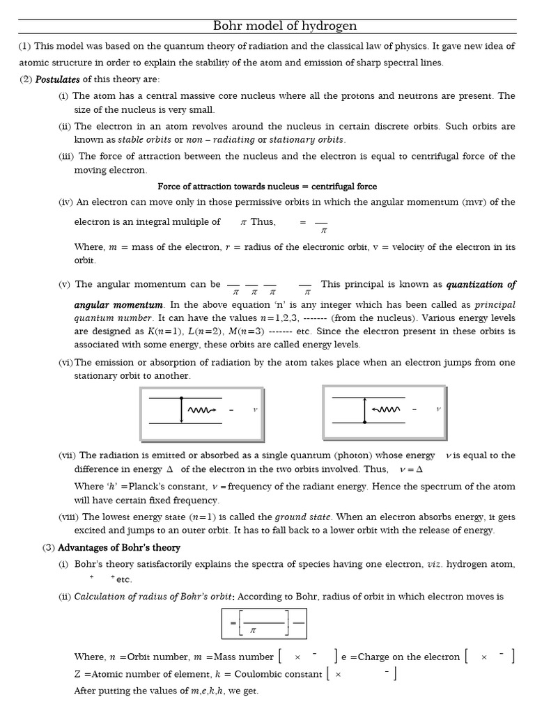 Bohr Model of Hydrogen | PDF | Electron | Energy Level