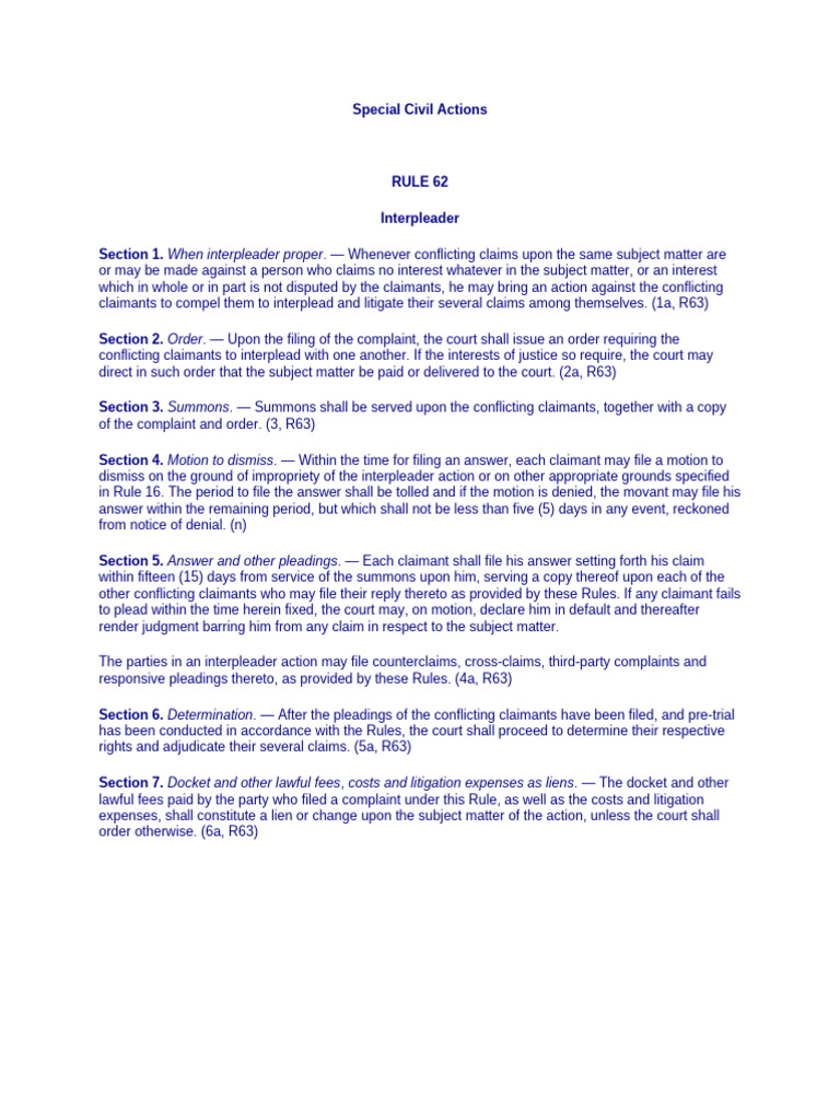 Interpleader and Declaratory Relief Rules | PDF | Lawsuit | Legal Remedy