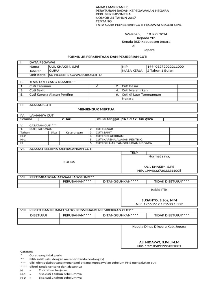 Blanko Cuti Baru | PDF