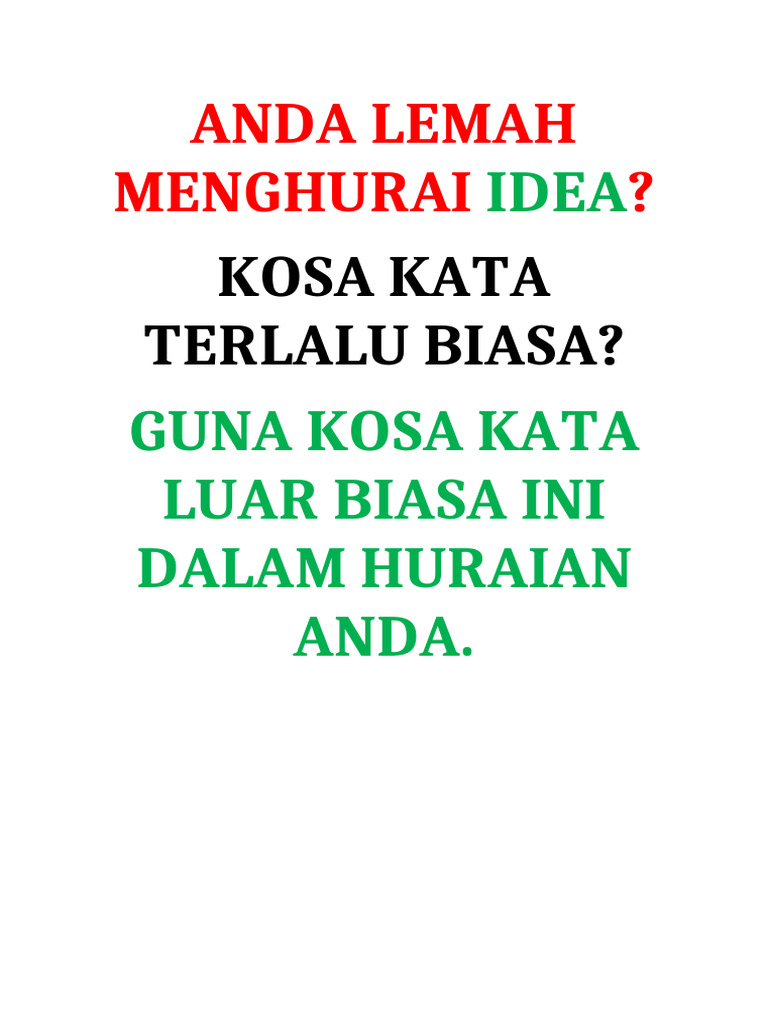 Kosa Kata Tinggi Ikut Kfc | PDF