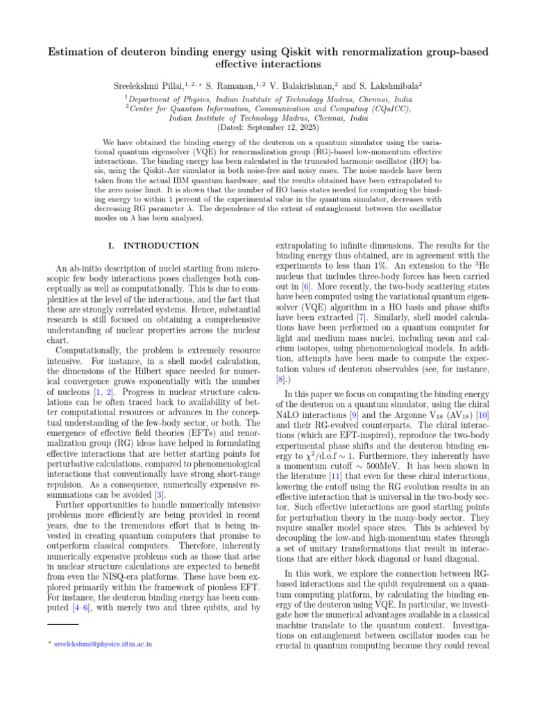 Estimation of Deuteron Binding Energy Using Qiskit With Renormalization ...