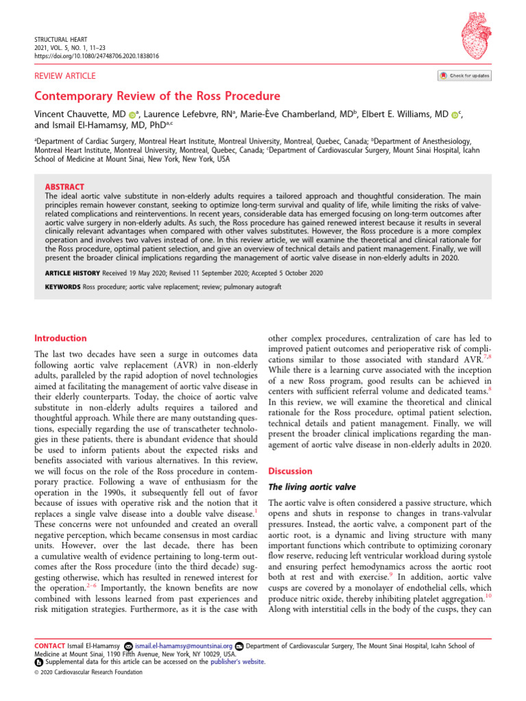 Ross Procedure: A Comprehensive Review | PDF | Heart Valve ...