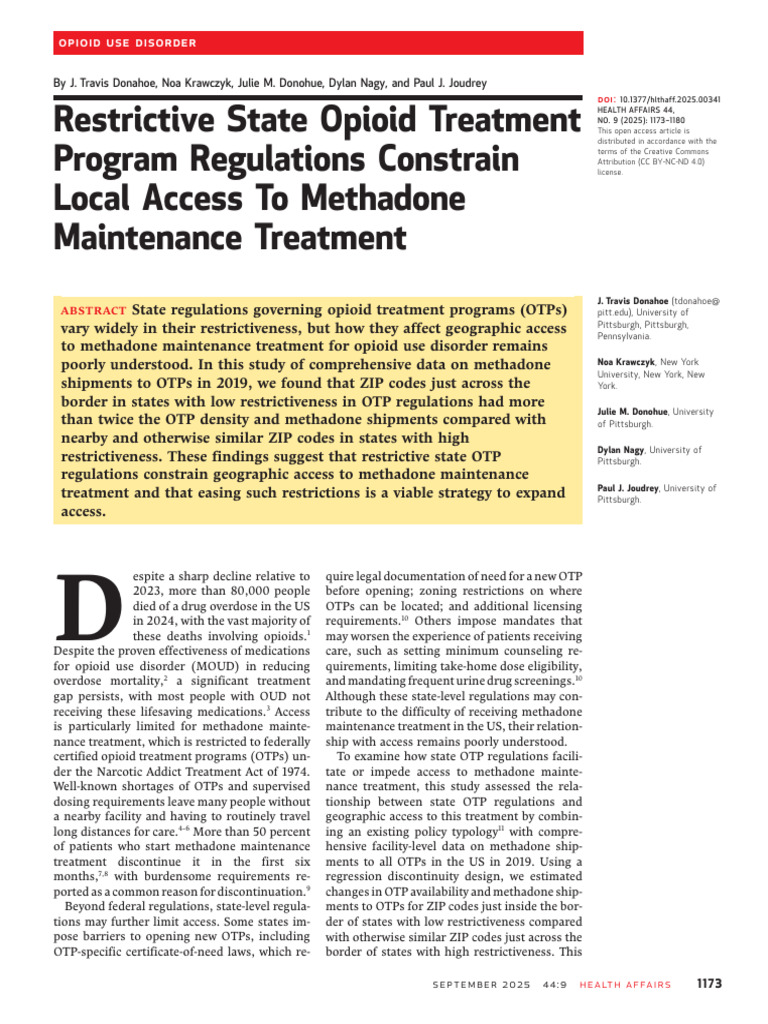 Donahue Et Al. Restrictive State Opioid Treatment Program | PDF ...