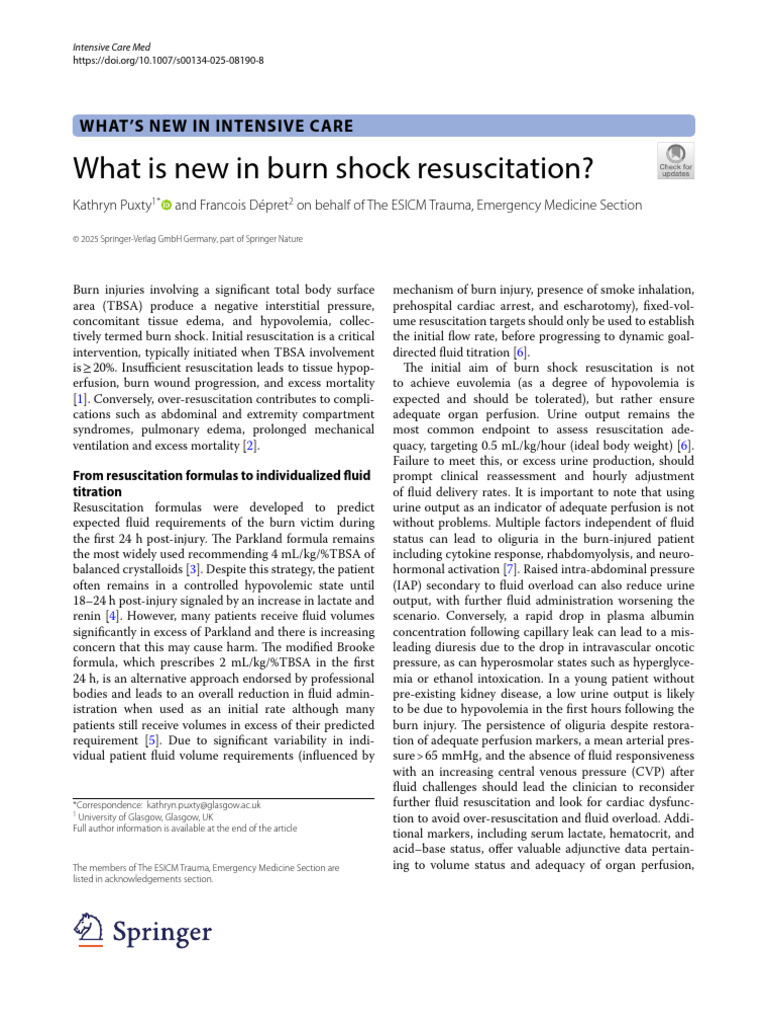 Burn Shock Resuscitation Insights | PDF | Shock (Circulatory) | Burn