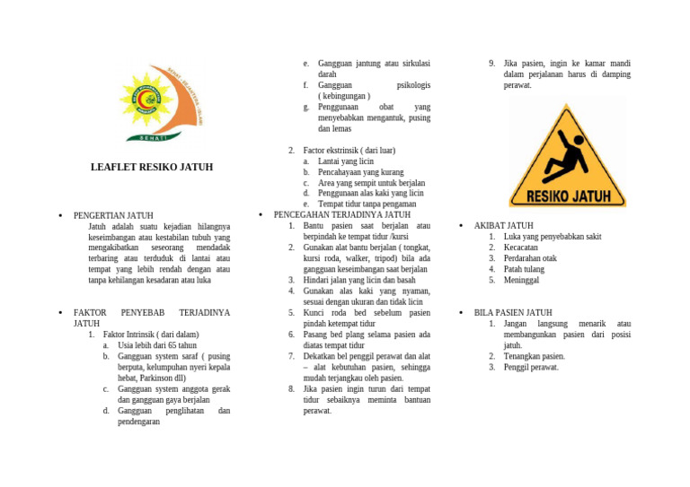 Leaflet Resiko Jatuh Den Bagus | PDF