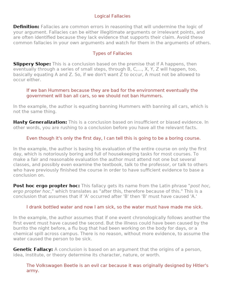 Understanding Common Logical Fallacies | PDF | Fallacy | Argument