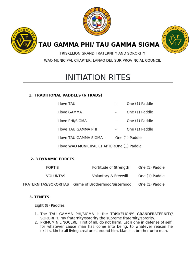 Tau Gamma Phi I R | PDF | Fraternities And Sororities | Student Societies