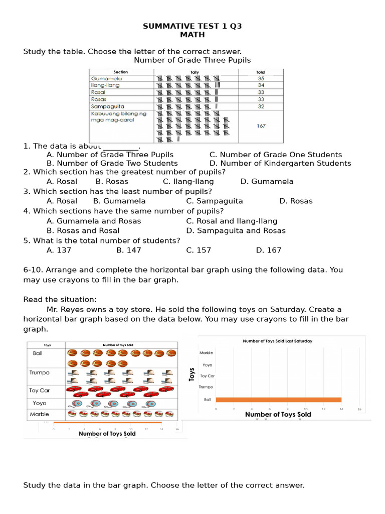 Grade 3 Math Summative Test Q3 | PDF | Foods