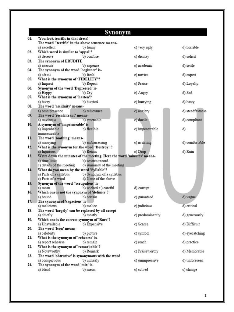 Final Synonym & Antonym PDF | PDF